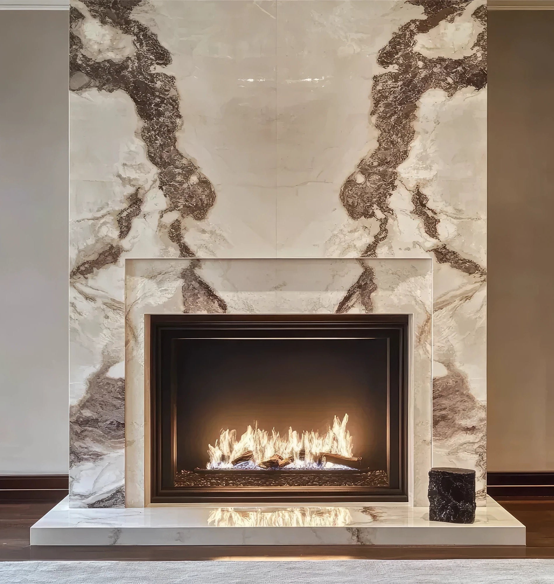 Marble fireplace mantel with full height Marble Surround - ONS Marble