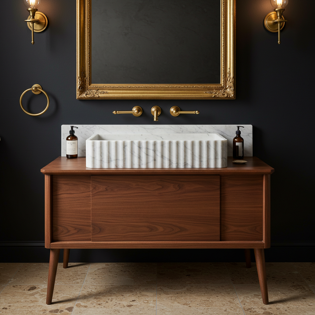 White Marble Trough Fluted Sink - Luxury Marble Sinks – ONS MARBLE4